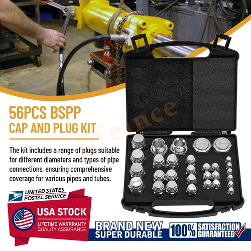 56* BSPP Hydraulic Cap & Plug Kit w/ Precision Threading Hose Tube Pipe ...