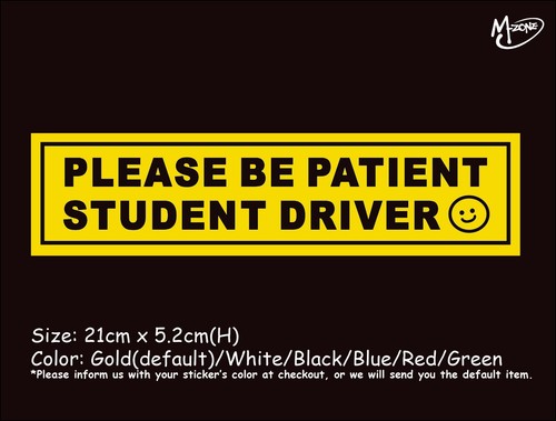 STUDENT DRIVER BE PATIENT Reflective Warnning Car Truck Stickers Decal ...