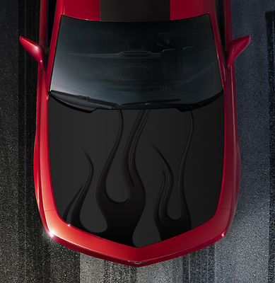 H38 FIRE FLAMES BLACK Hood Wrap Wraps Decal Sticker Tint Vinyl Image ...