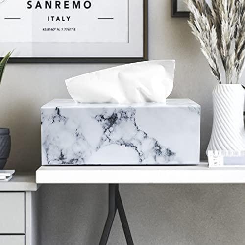 2 Pack Marble Tissue Box Cover Rectangular,Facial Tissue Box Holder for ...
