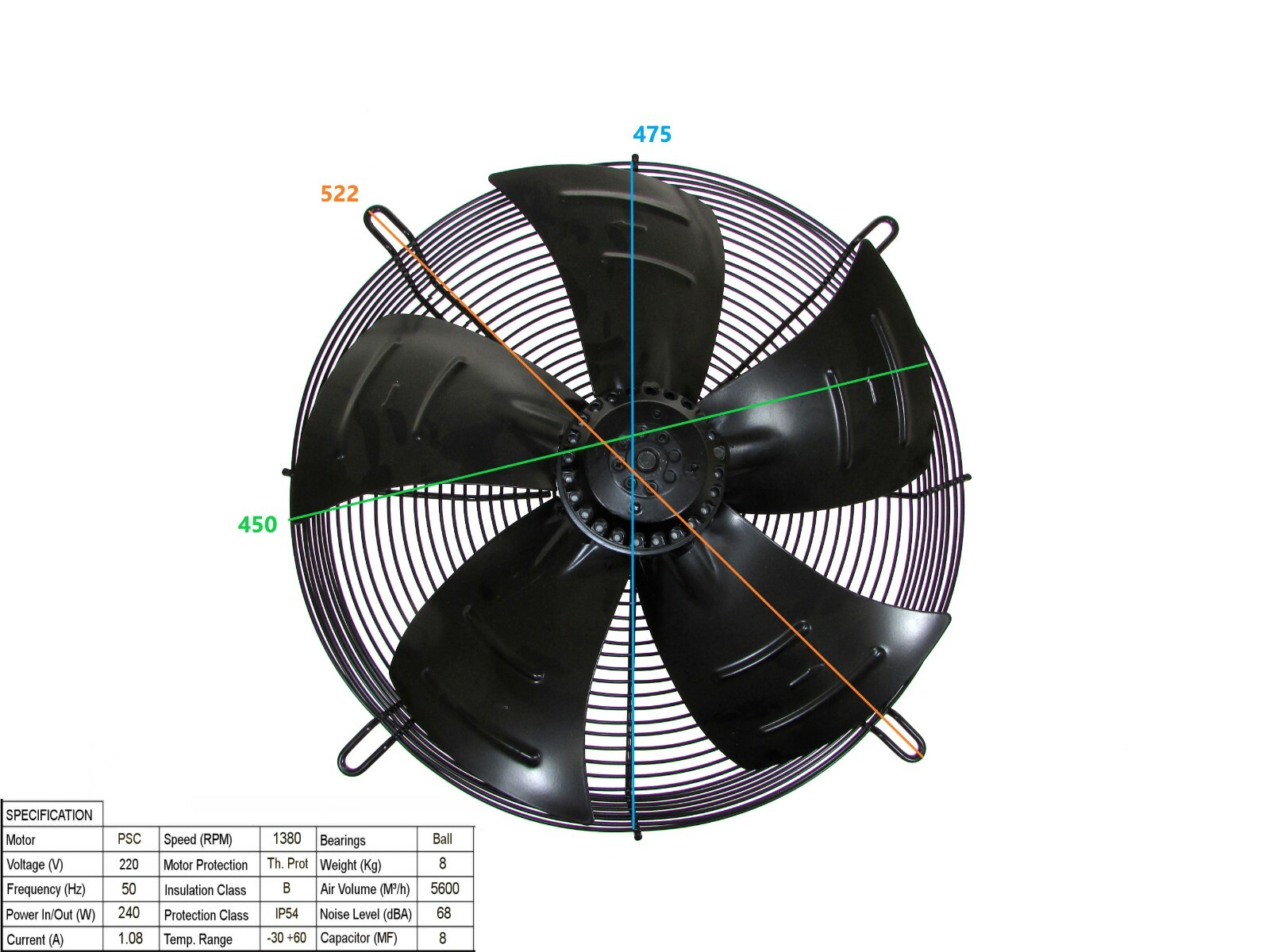 Axial Fan Motor Sucking 250-630mm Air Con Conditioning Cooling Chiller ...