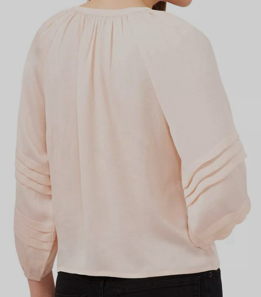 $79 1. STATE Womens Beige Pin Tuck Detail Sleeve Button Front Top Size ...
