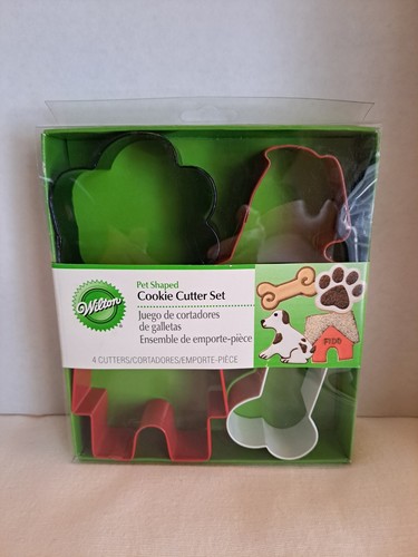 NEW Wilton Dog Cookie Biscuit Cutter Metal 4pc Set Pet Bone Paw House ...