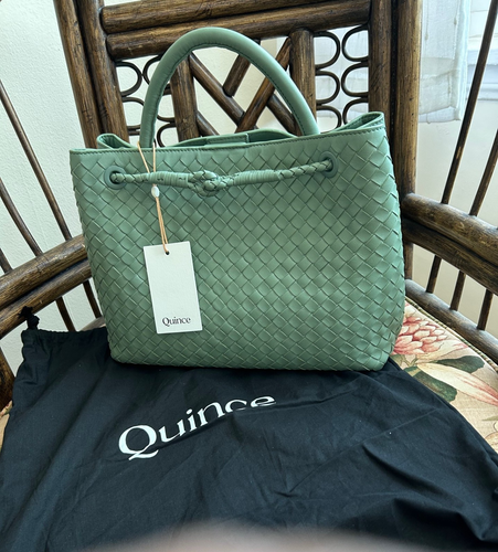 Qunice Italian Woven Leather Sage Green Satchel Bag NWT | eBay