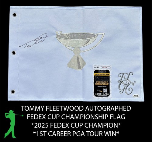 TOMMY FLEETWOOD AUTOGRAPHED FEDEX CUP CHAMPIONSHIP ELGC FLAG JSA COA | eBay