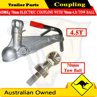70mm 4.5T ELECTRIC BRAKE COUPLING AND 70MM TOW BALL-TRAILER CARAVAN ...