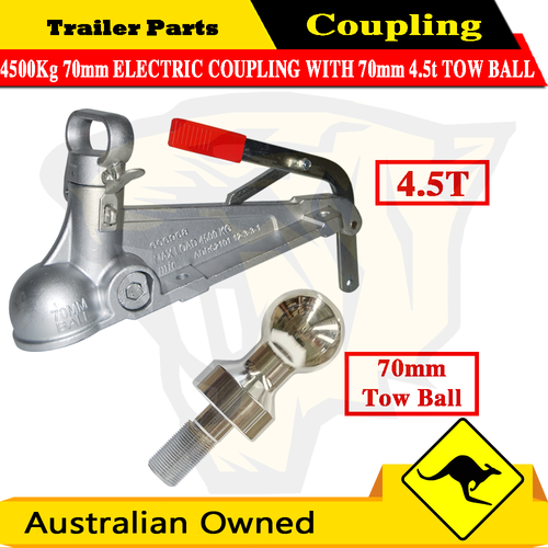 70mm 4.5T ELECTRIC BRAKE COUPLING AND 70MM TOW BALL-TRAILER CARAVAN ...