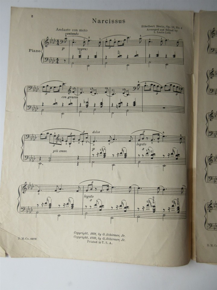 Narcissus by Ethelbert Nevin Vintage Sheet Music 1899 | eBay