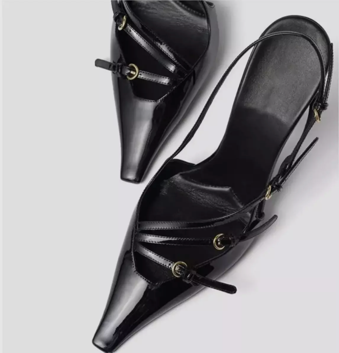 Pointed Leather Mid-Heel Shoes – Chic and Classy Elegance | eBay