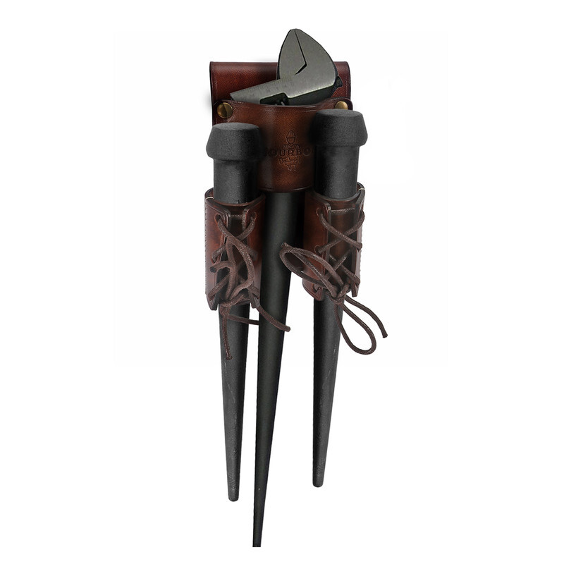 TOURBON Leather Double Bull Pins Belt Holder Spud Wrench Tools Carrier ...