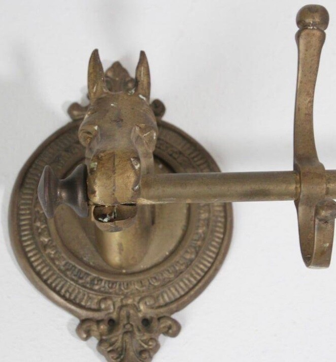 EXTREEMLY RARE Vintage Mid 19 Century Brass Horse Head 5 Hook Coat Rack | eBay