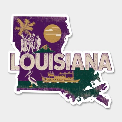 Louisiana State Printed Sticker Vinyl Decal USA LA United States Car ...