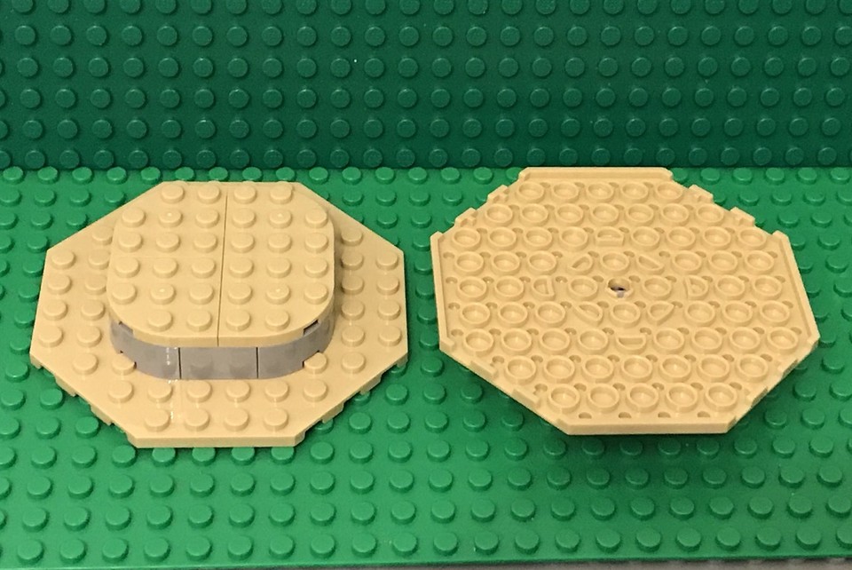 Lego 2 Prebuilt Tan Mini Raised Round Center Octagonal Plate ...