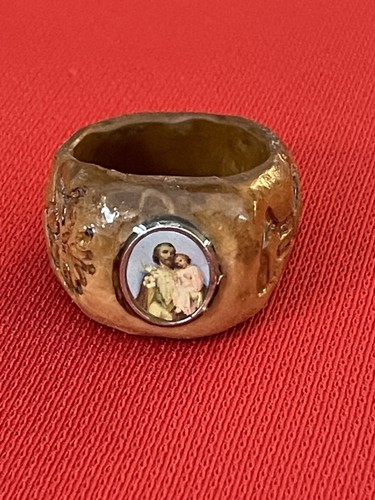 Hand Carved Wood St. Joseph Ring Size 10 | eBay