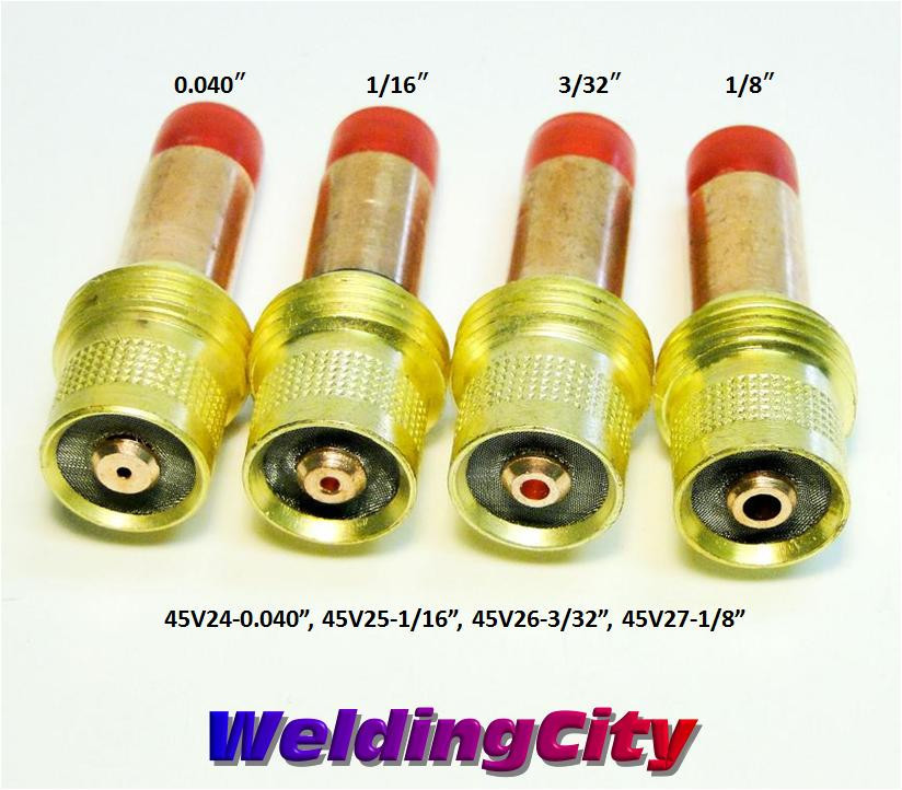 WeldingCity 4 Assorted Gas Lens 45V25-45V26 1/16-3/32 TIG Welding Torch ...
