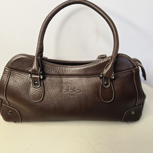 Vintage Fabio Paris Women's Brown Pebbled Leather Hand Bag Zip Full ...