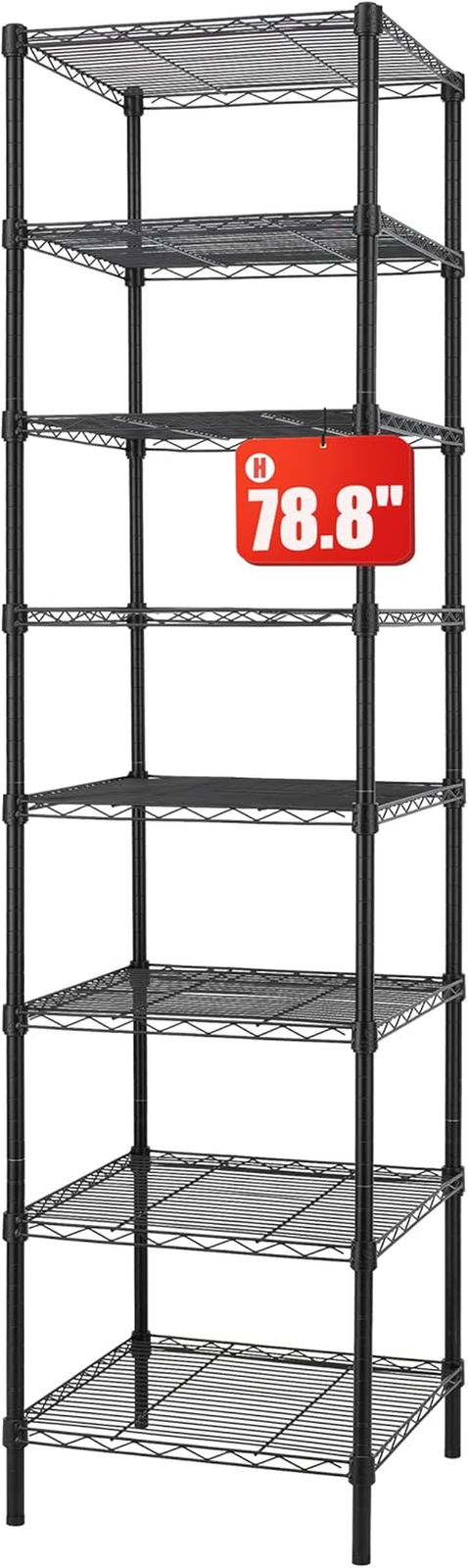 Heavy Duty 8 Tier Wire Shelving, 18X18X78.8 Inches 8 Shelves Storage ...
