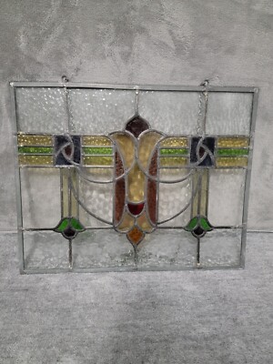 ANTIQUE COLORFUL ABSTRACT ENGLISH LEADED STAINED GLASS WINDOW TRANSOM ...