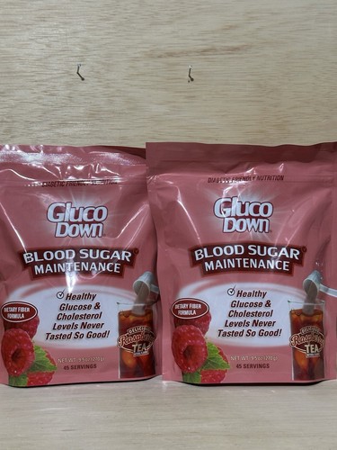 2-Gluco Down Blood Sugar Maintenance 45 Servings Raspberry Tea 9.5 Oz ...