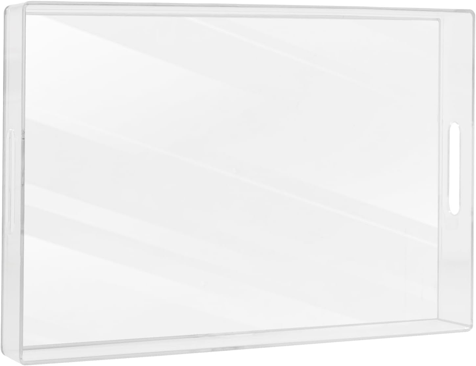 Clear Serving Tray with Handles, Plastic Clear Tray, Rectangle ...