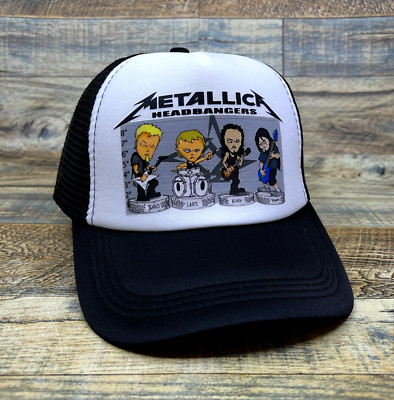 Metallica Headbangers Mens Trucker Hat Black Snapback Cartoon Heavy ...