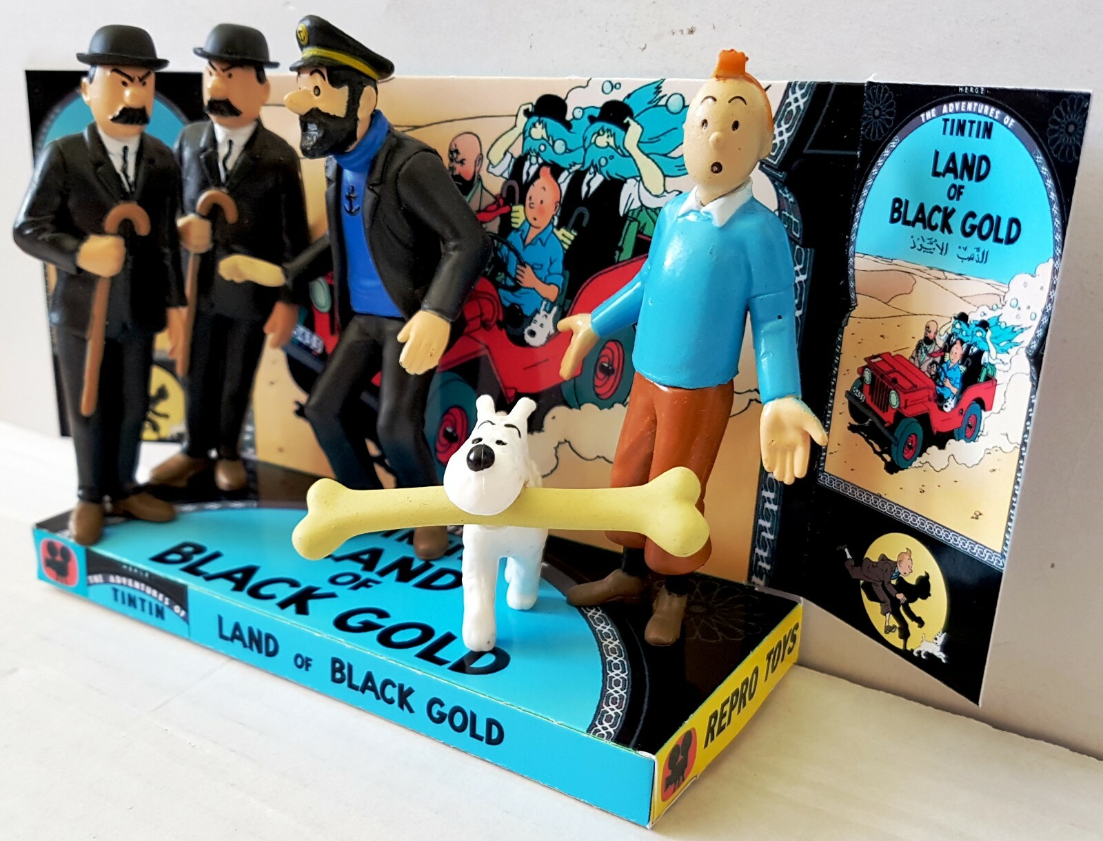 TINTIN Comic Action Figure Set on LAND OF BLACK GOLD Custom Display ...