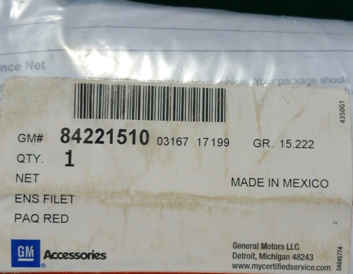 Factory OEM GM Chevrolet Equinox GMC Terrain Cargo Net Horizontal 2024 ...