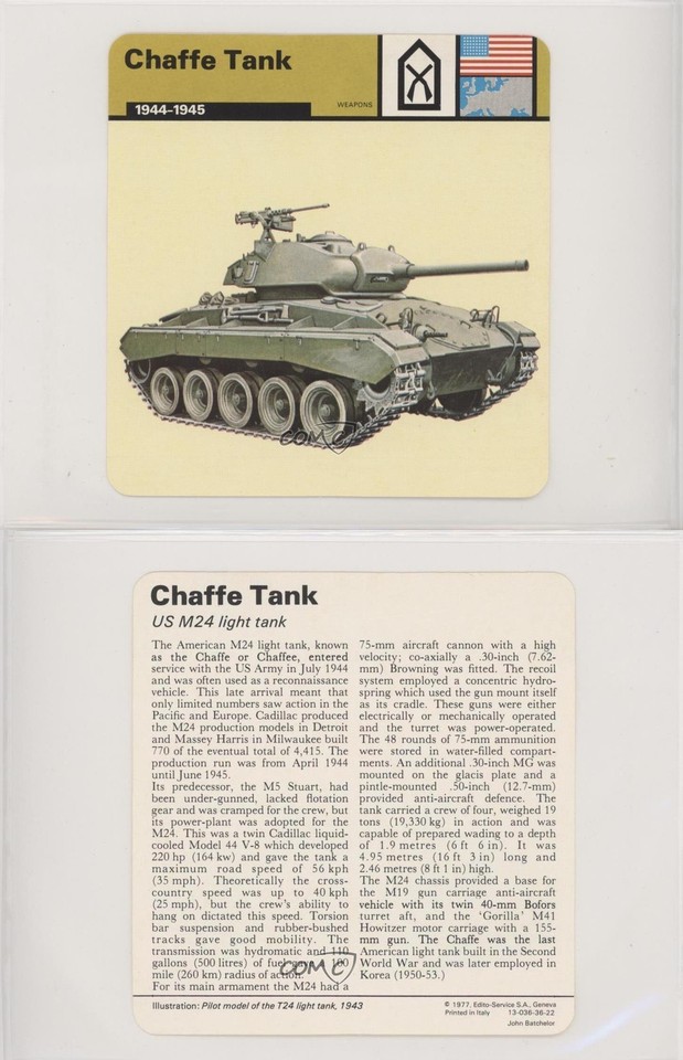 1977 Edito-Service World War II Chaffe Tank #13-036-36-22 0w6 | eBay
