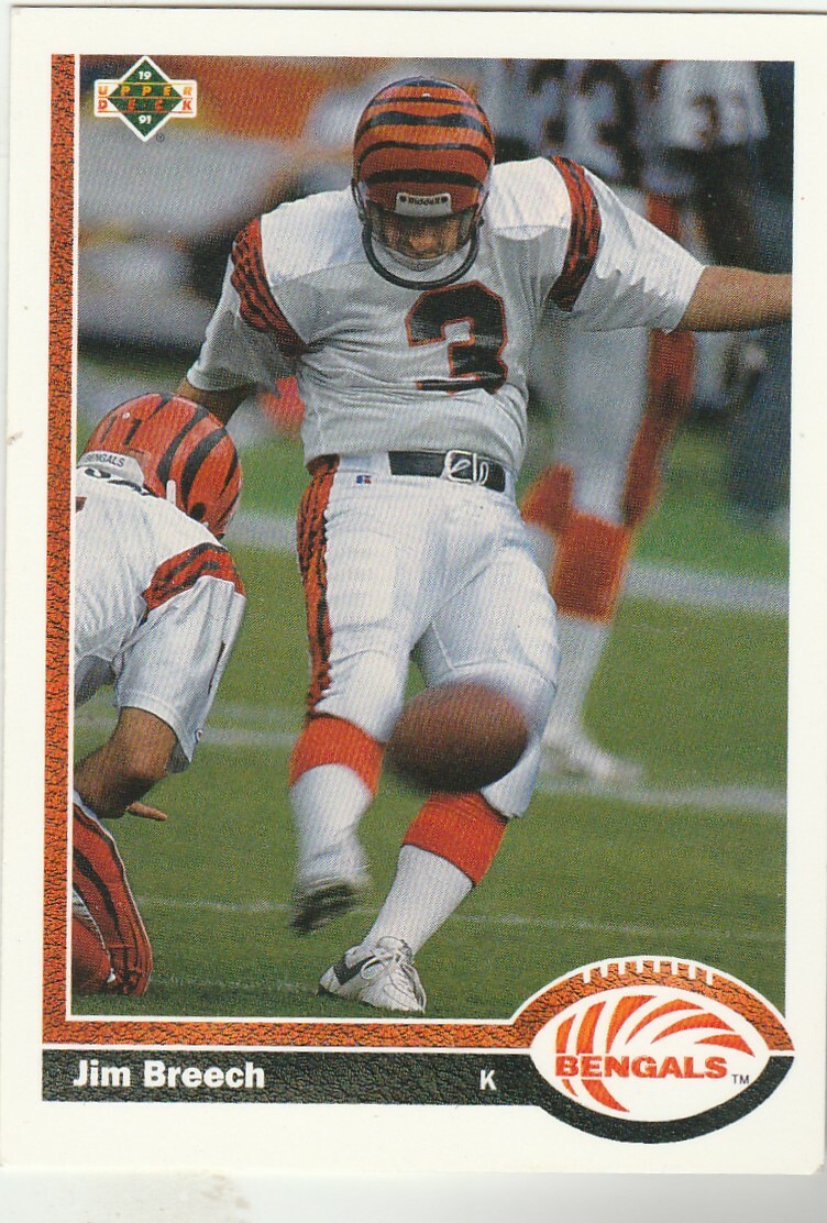 FREE SHIPPING-MINT-1991 Upper Deck #202 Jim Breech Bengals PLUS BONUS ...