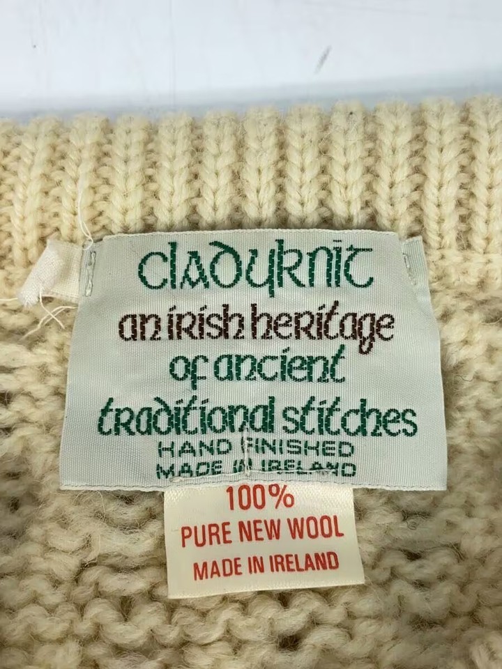 Other Brands: CLADY KNIT Irish-Made Cable Knit Sweater, Size L, Wool ...