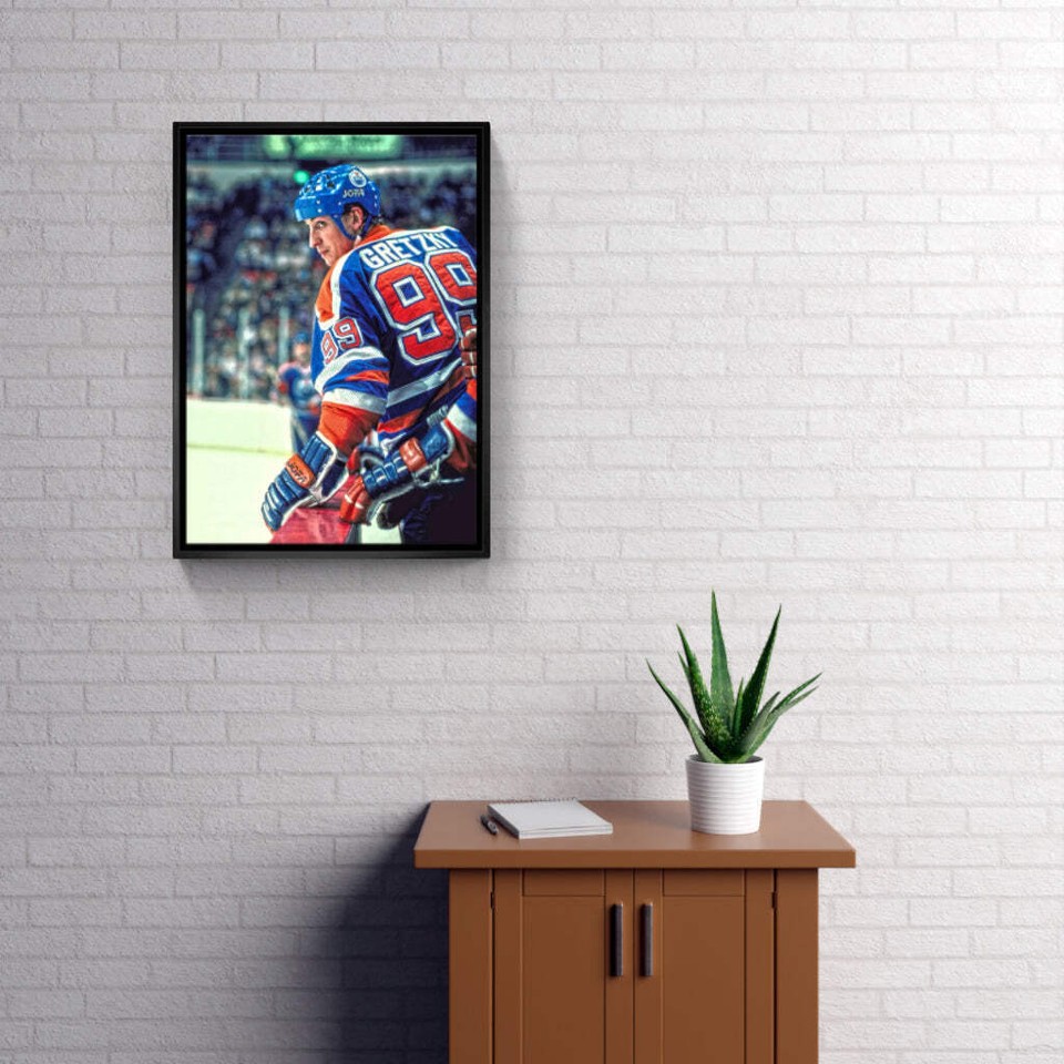 Wayne Gretzky Edmonton Oilers Framed 20x29 Jumping Over Bench Canvas | eBay