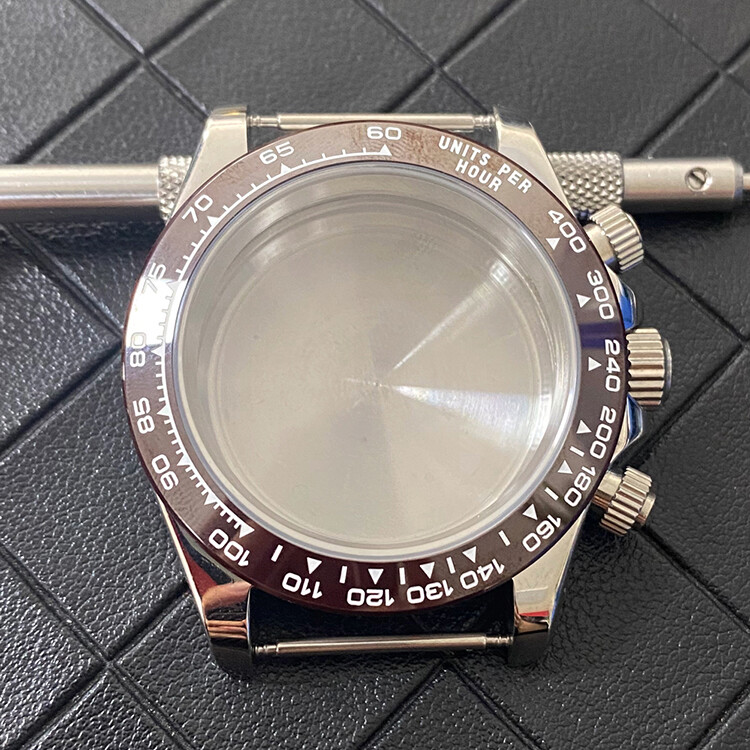 39MM Stainless Steel Sapphire Glass Watch Case Strap for VK63 Quartz ...