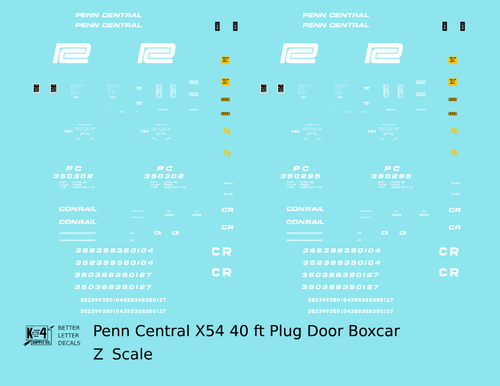 K4 Z Scale Decals Penn Central / Conrail X54 40 Ft Insulated Boxcar ...