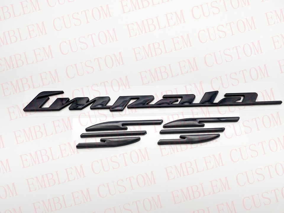 one set Impala SS Chrome Quarter Panel Emblems 3D Badges 94-96 Gloss ...