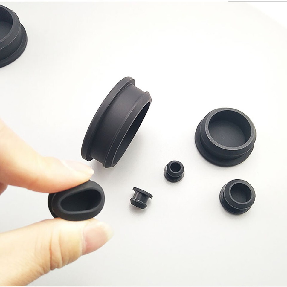 Black Snap-On Hole Plug Silicone Rubber Blanking Seal Bung Pipe Tube 2 ...