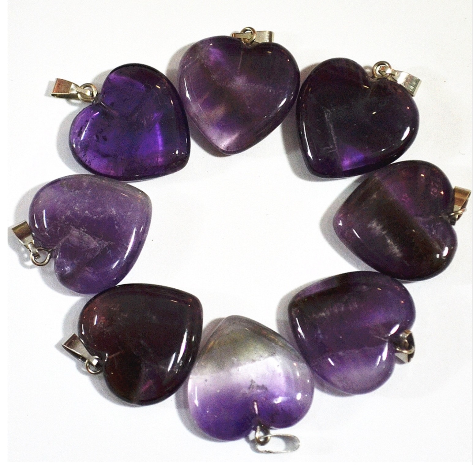 Genuine Amethyst Quartz Natural Purple Crystal Love Heart Pendant ...
