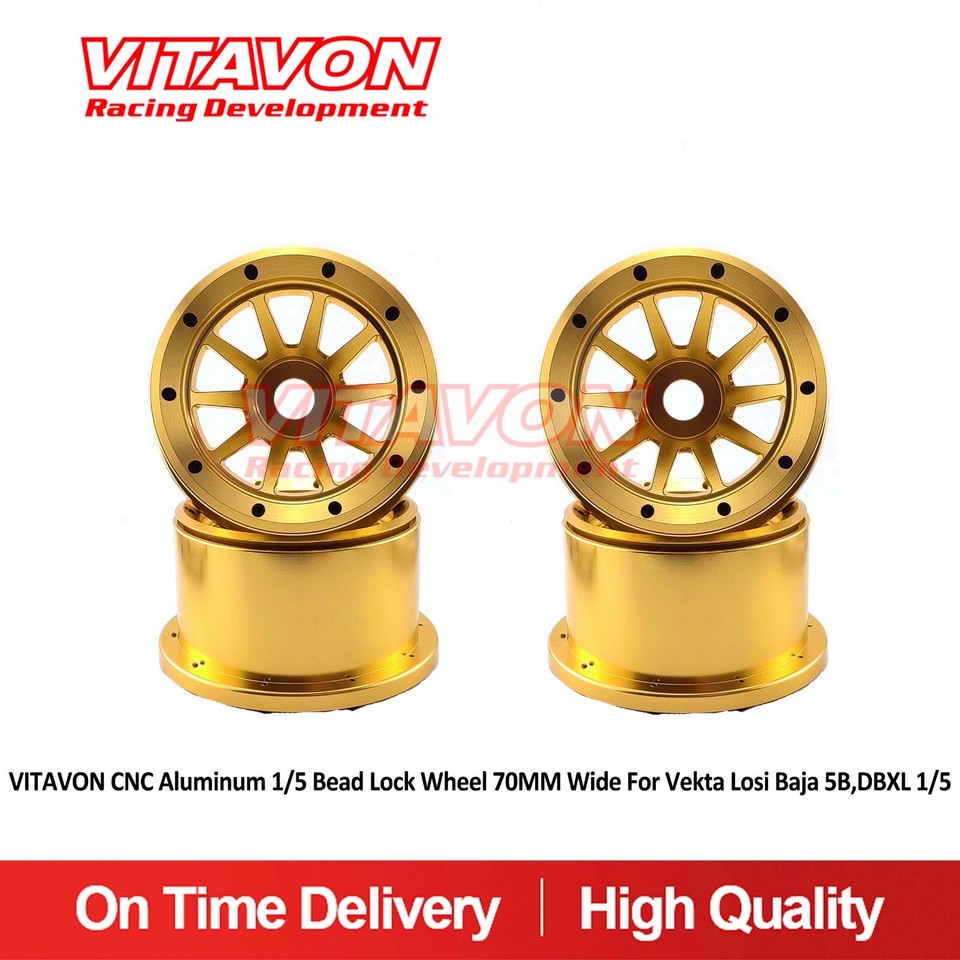 VITAVON CNC Aluminum 1/5 Bead Lock Wheel 70MM Wide For Vekta Losi Baja ...