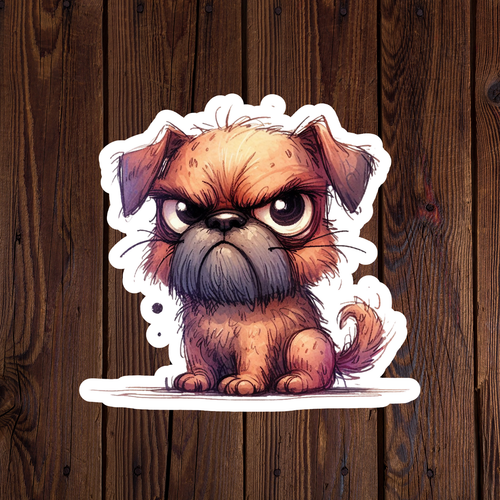Dog sticker vinyl decal brussels griffon grumpy puppy funny cute ...