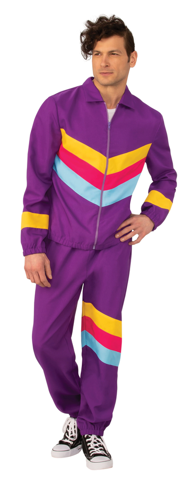 Mens 1980s Scouser Tracksuit Shell Suit Adults Fancy Dress Costume ...