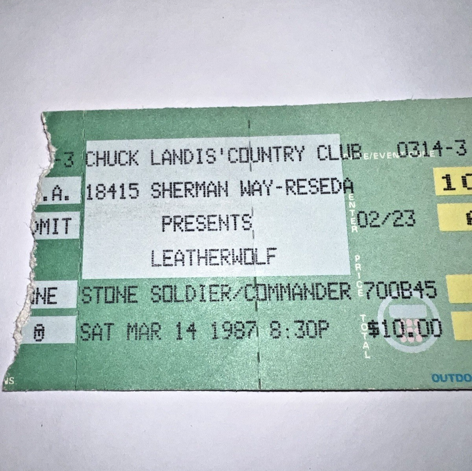 1987 Leatherwolf Stone Soldier Commander Concert Ticket Stub Chuck ...