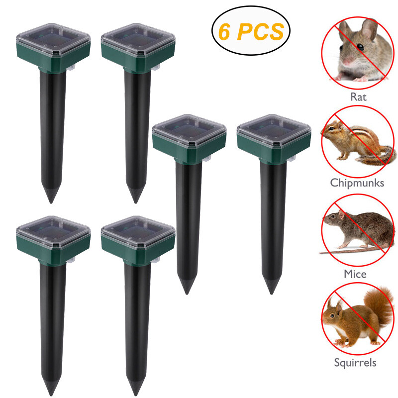 2-10PCS Solar Power Ultrasonic Animal Mice Gopher Pest Snake Repellent ...