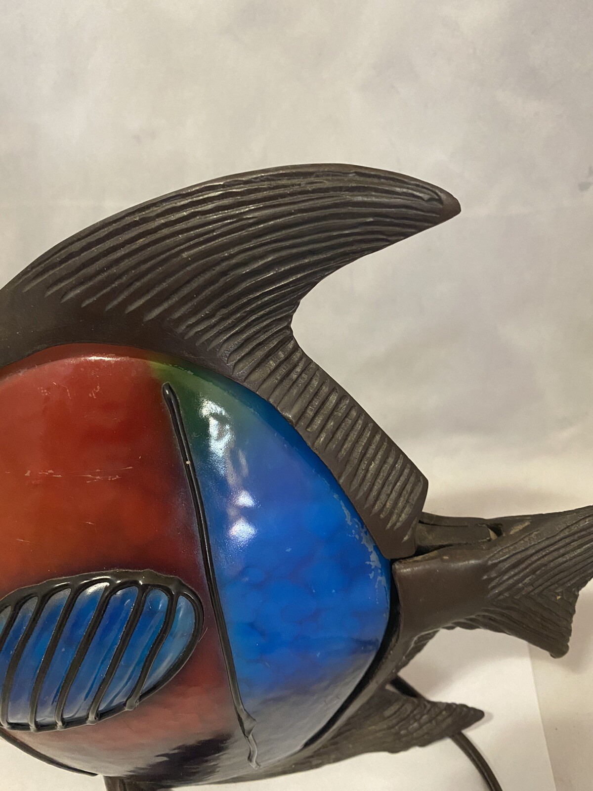 Vintage Metal and Painted Glass Fish Lamp | eBay