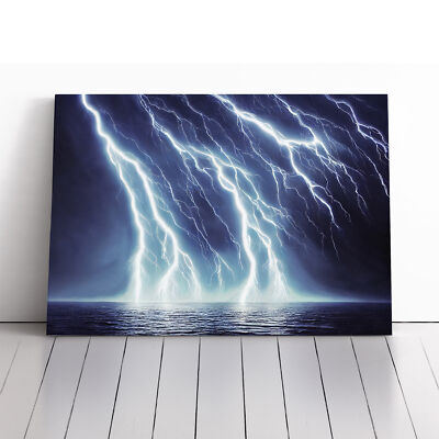 Fancy Lightning Bolt Canvas Wall Art Print Framed Picture Home Decor ...