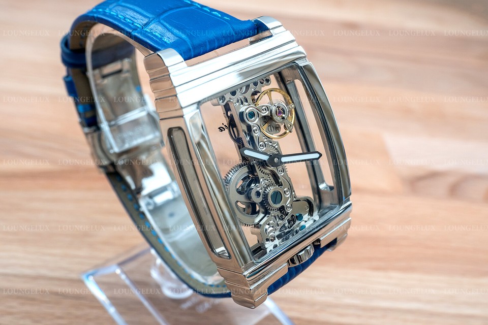 Mens Silver Bridge Manual Mechanical Watch - Blue Leather Strap Gift | eBay