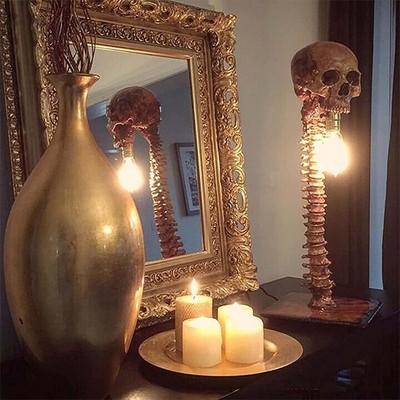 Skeleton Lamp Skull Spine Halloween Goth Light Decoration | eBay