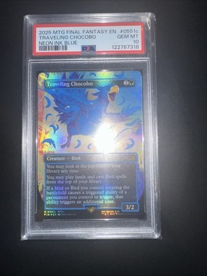 2025 MTG FINAL FANTASY TRAVELING CHOCOBO NEON INK BLUE PSA 10 RARE SSP ...