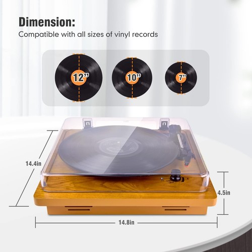 Record Player,Hall-Level Audio Quality Turntable,3-Speed Premium Wood ...