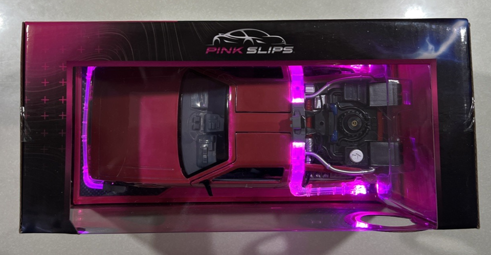 NEW 2025Jada Pink Slips Back to the Future DeLorean Time Machine PINK ...