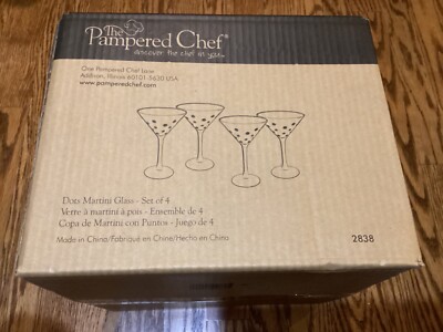 Pampered Chef Dots Martini Glasses Set of 4 NIB Multi Colored Dots | eBay