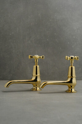 long nose brass basin taps - LONG reach - belfast sink - antique ...